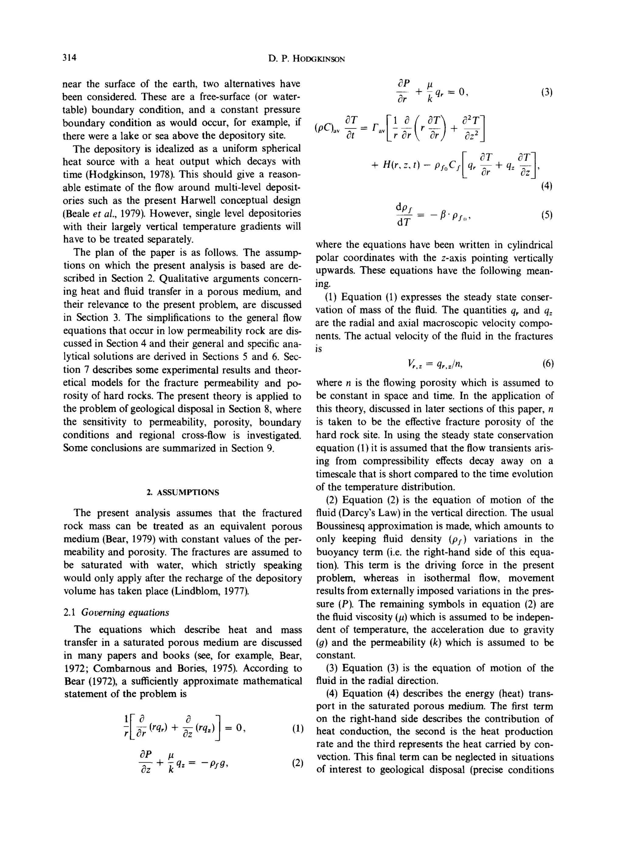 MATHEMATICAL MODEL FOR HYDROTHERMAL CONVECTION AROUND A RADIOACTIVE ...
