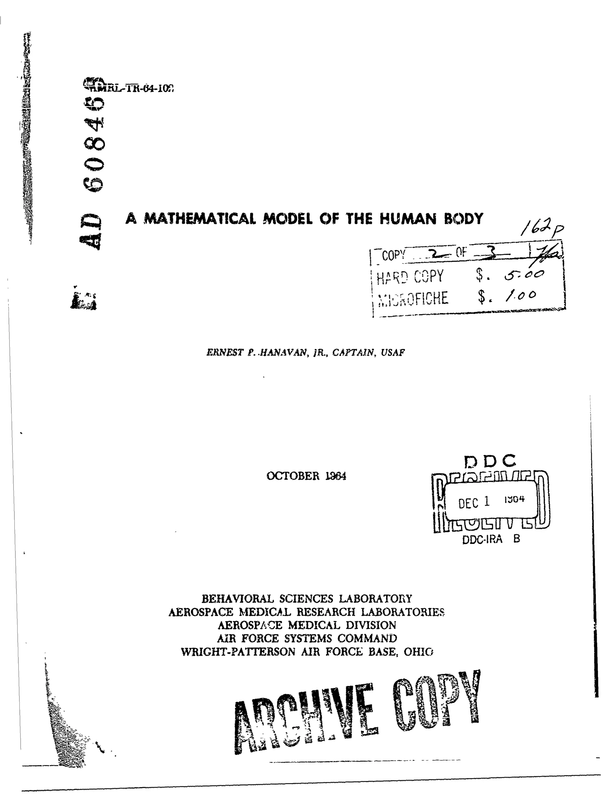 A mathematical model of the human body | PDF