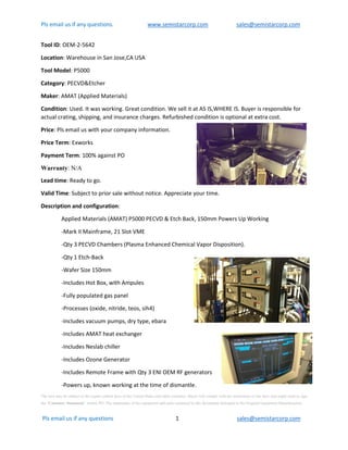 Amat p5000 pecvd and etcher | PDF