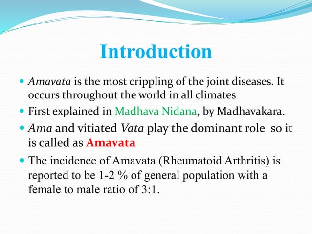 Amavata, rheumatiod arthritis, amavata treatment, | PPTX | Herbs and ...