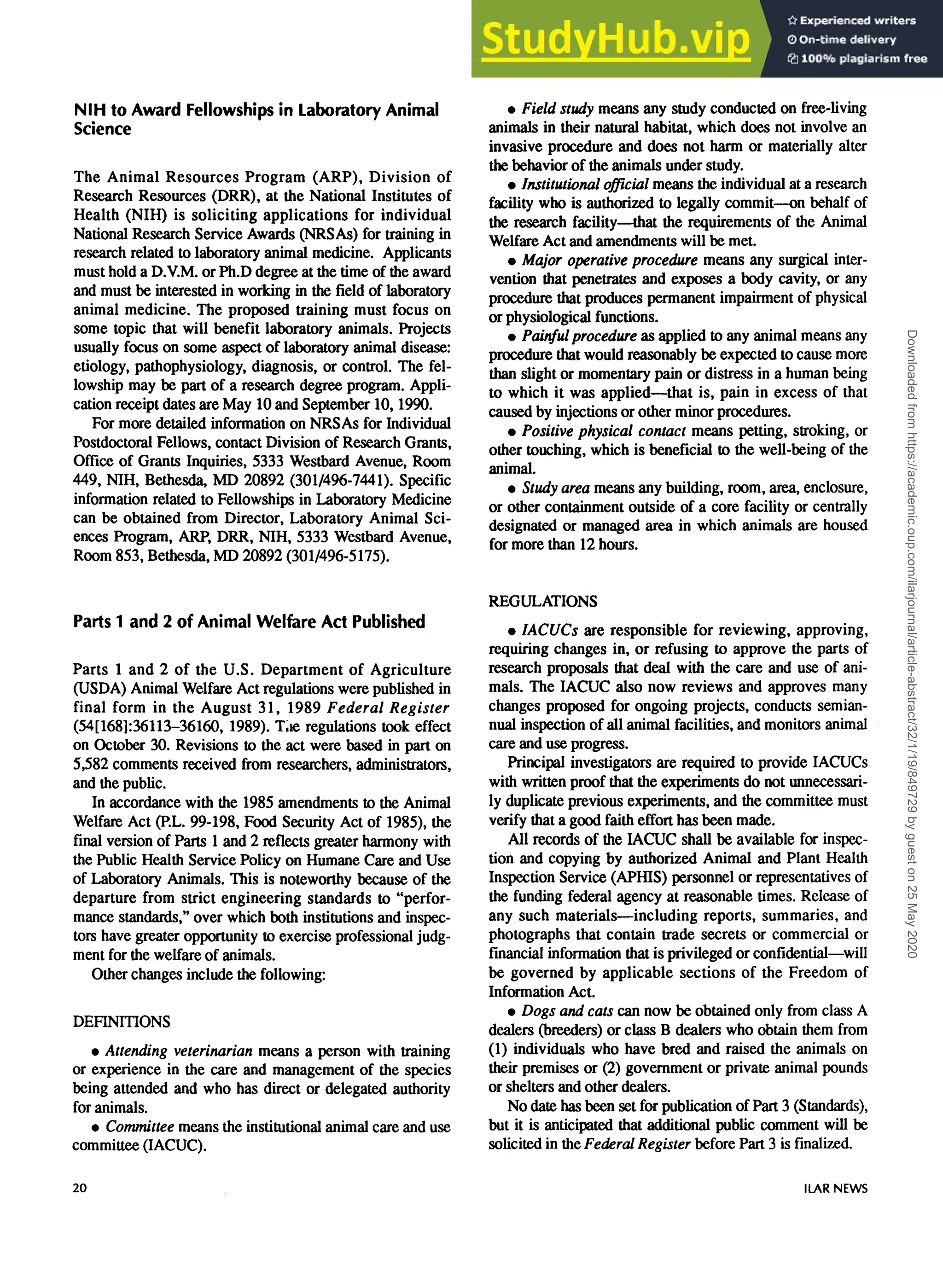 AMA White Paper On Animal Use--A Review | PDF