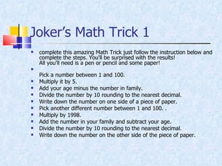 Amazing Math Tricks | PPT