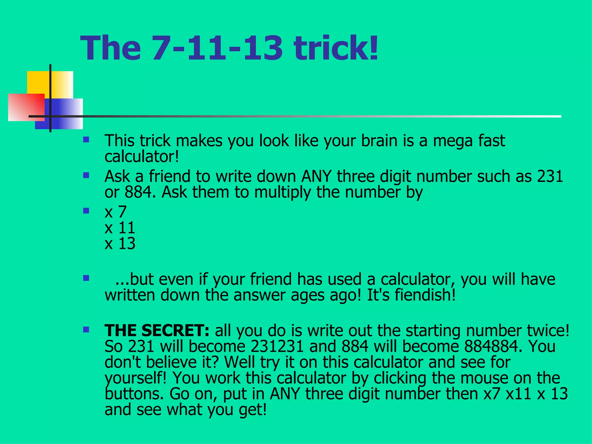 Amazing Maths Trick | PPT