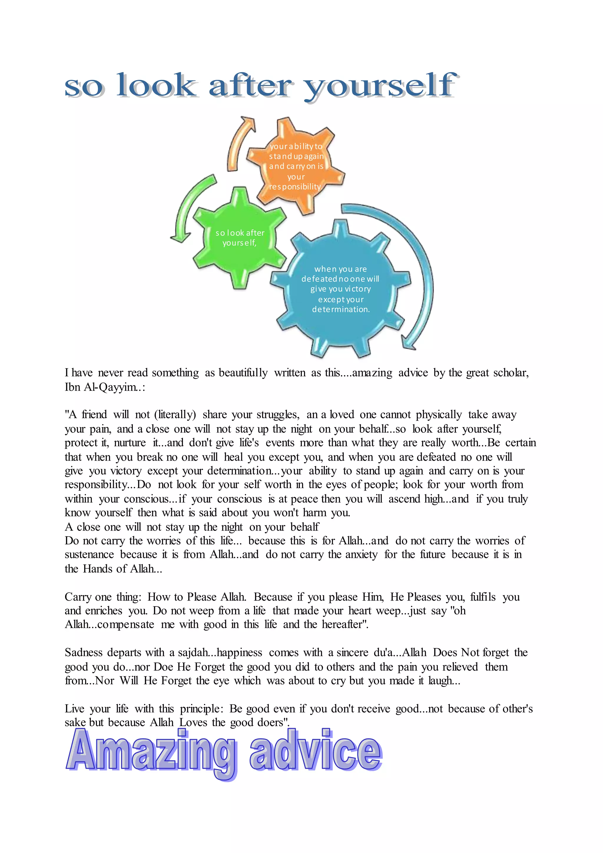 Amazing advice by the great scholar, ibn al qayyim | DOCX