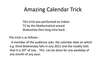 Amazing calendar trick | PPTX
