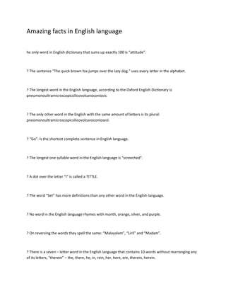 Amazing facts | DOCX