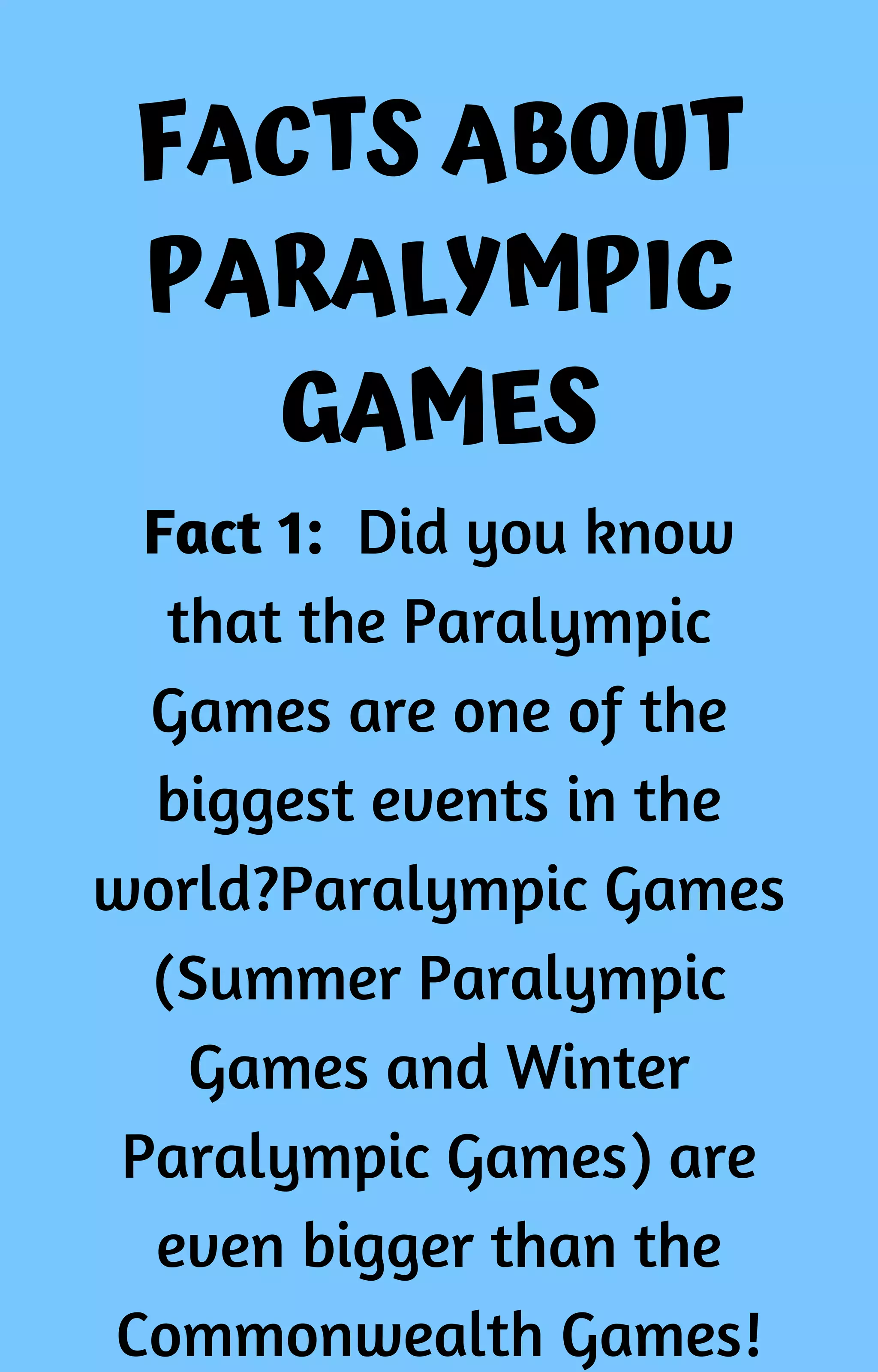 Amazing facts about paralympic games | PDF