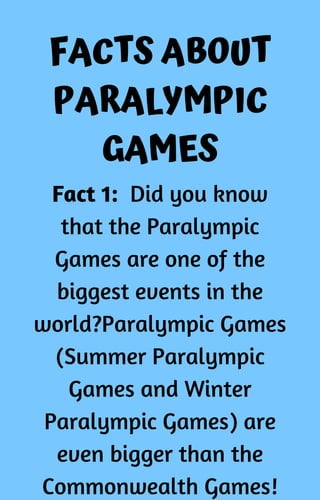 Amazing facts about paralympic games | PDF