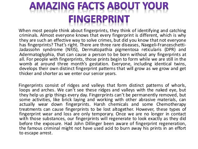 Amazing Facts about Your Fingerprint