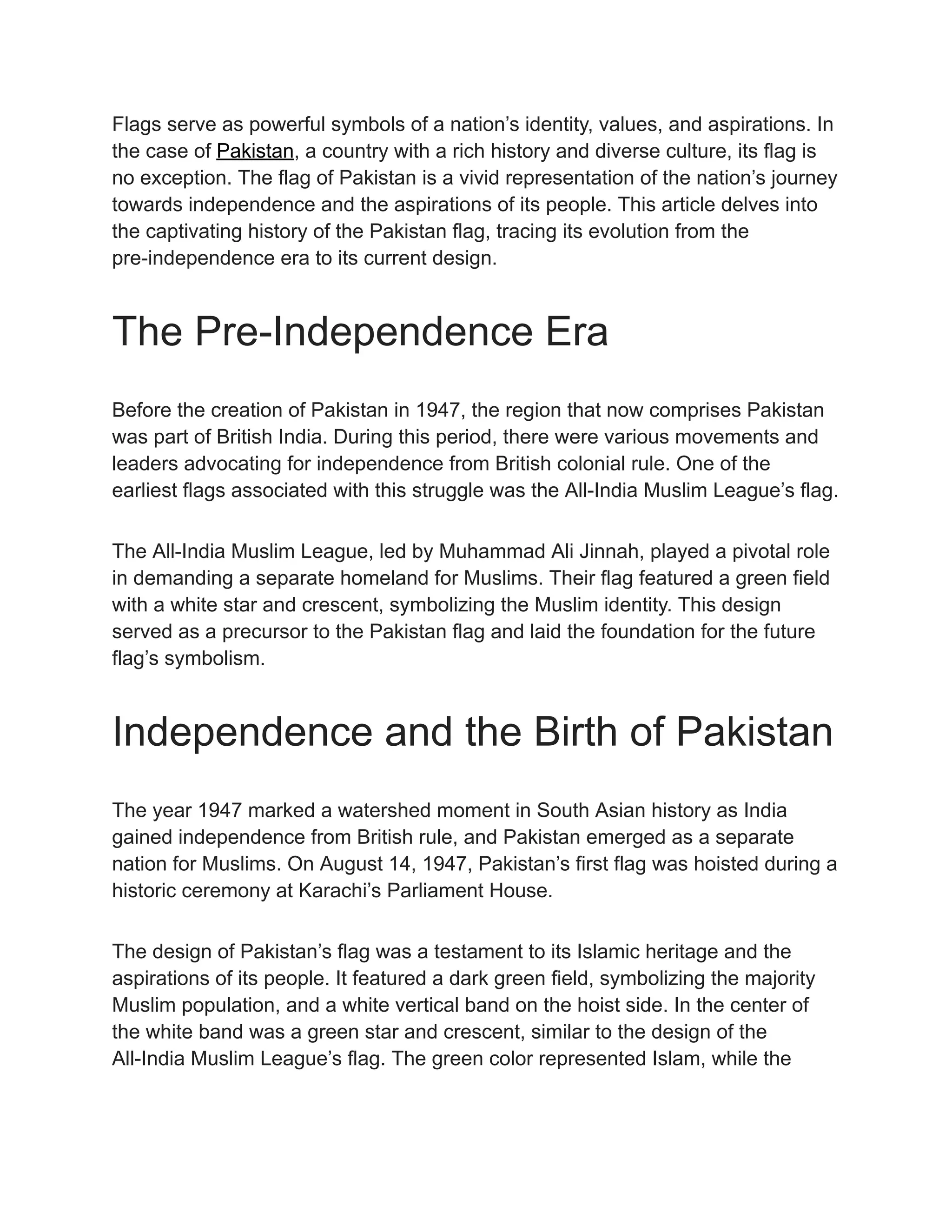 Amazing History of the Pakistan Flag; A Tale of Identity and Unity from ...