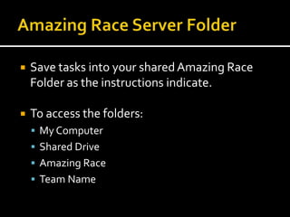 Amazing+technology+race+teacher+intro | PPT