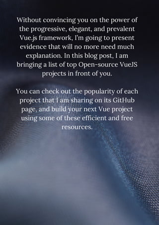 Amazing vue.js projects that are open source and free. | PDF