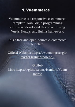 Amazing vue.js projects that are open source and free. | PDF