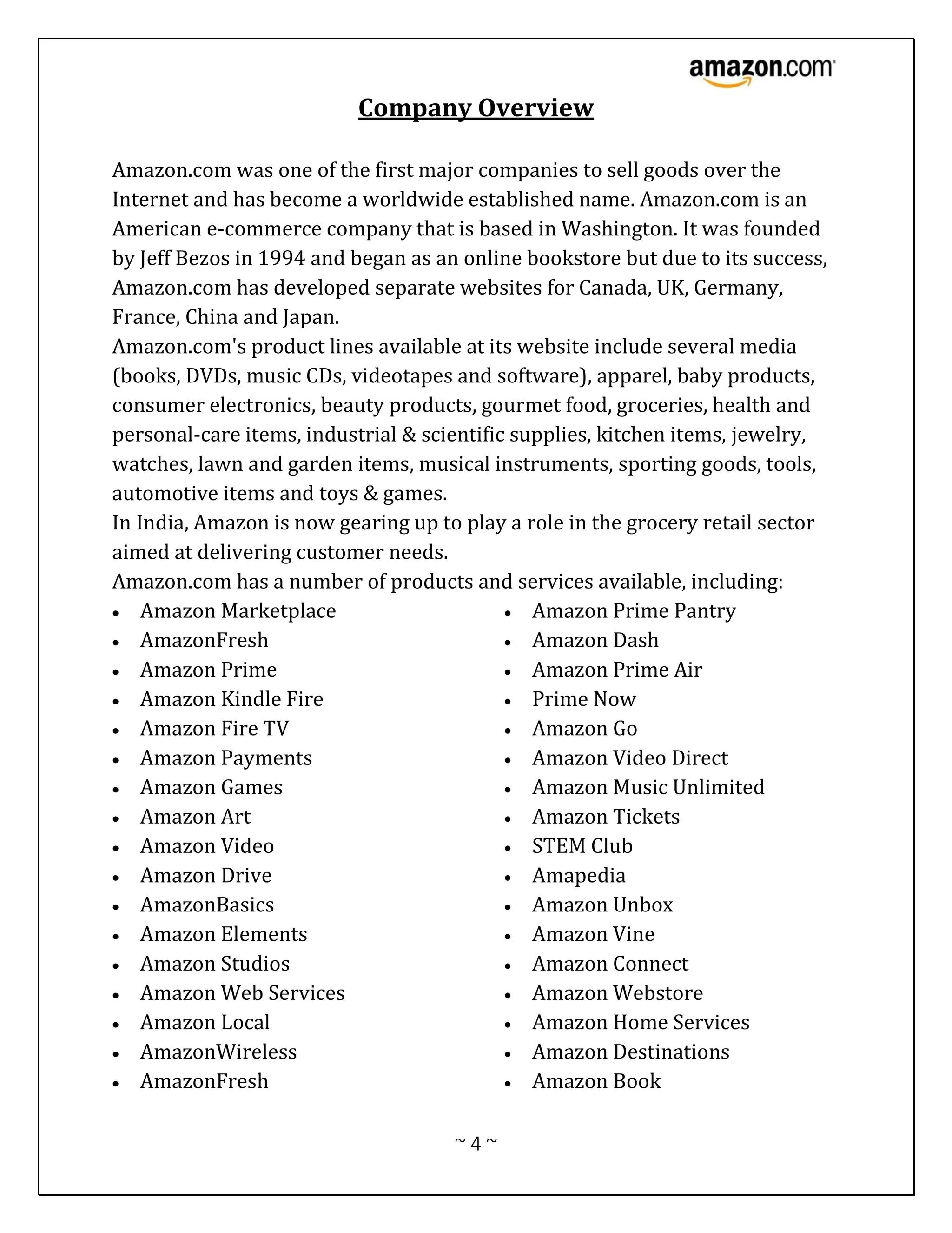 Business Policy Strategic Analysis & Management of AMAZON.COM