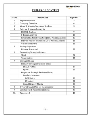 Business Policy Strategic Analysis & Management of AMAZON.COM
