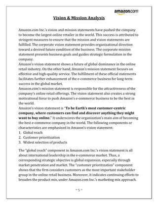 Business Policy Strategic Analysis & Management of AMAZON.COM