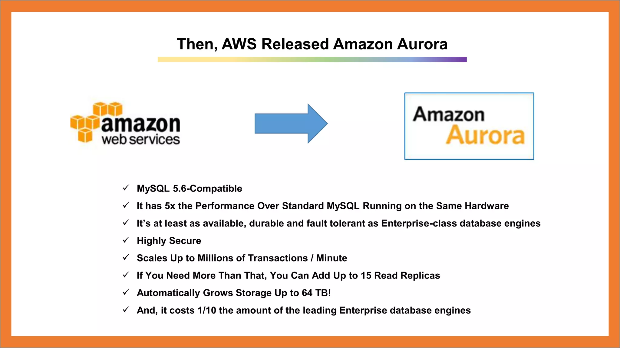 Amazon Aurora Relational Database Built for the AWS Cloud, Version 1 Series | PPT