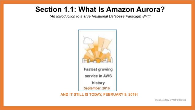 Amazon Aurora Relational Database Built for the AWS Cloud, Version 1 Series | PPT
