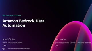 Bedrock Data Automation (Preview): Simplifying Unstructured Data Processing | PPT