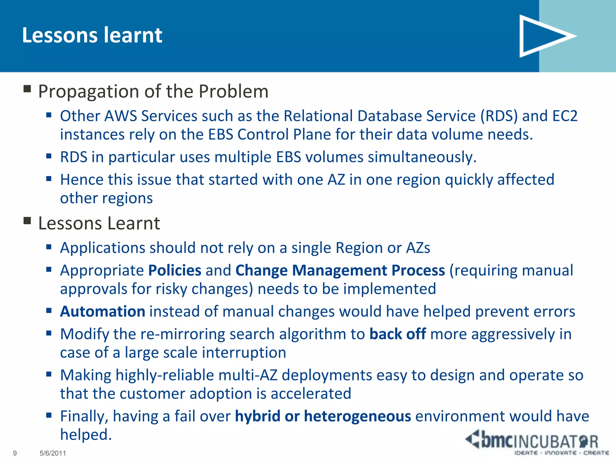 Amazon cloud failure | PPTX | Cloud Computing | Internet