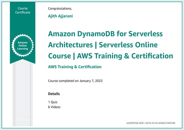 Amazon Dynamodb For Serverless Architecturespdf