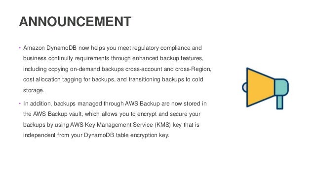 Amazon DynamoDB now helps you meet regulatory compliance and business continuity requirements ...