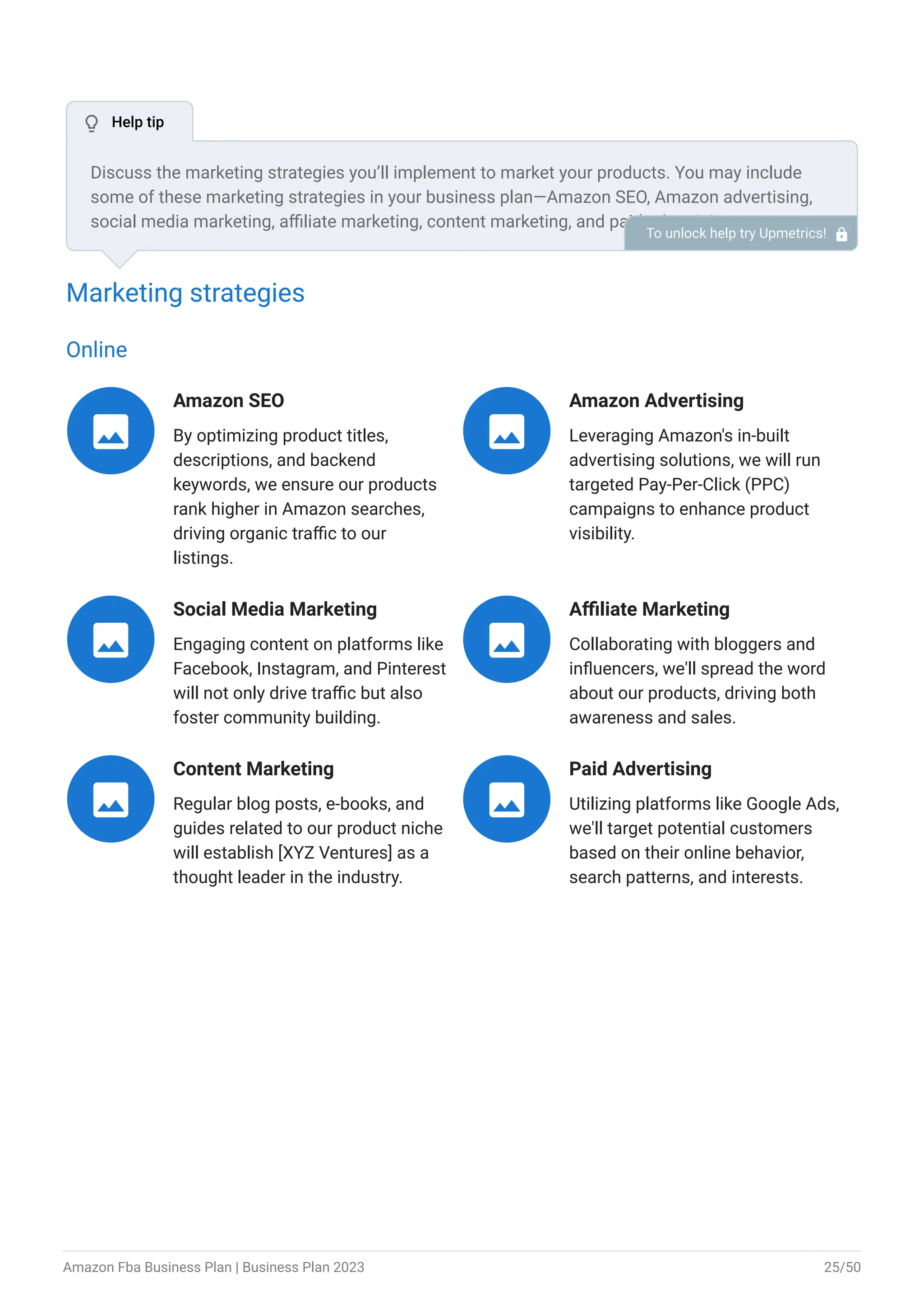 Amazon FBA Business Plan Example | Upmetrics | PDF