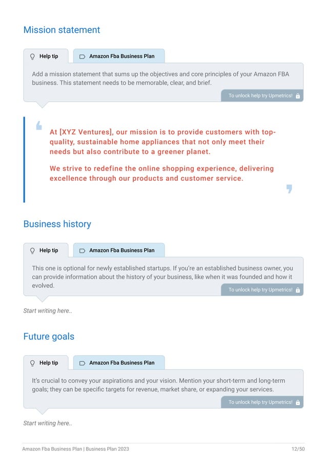 Amazon FBA Business Plan Example | Upmetrics | PDF | Business ...