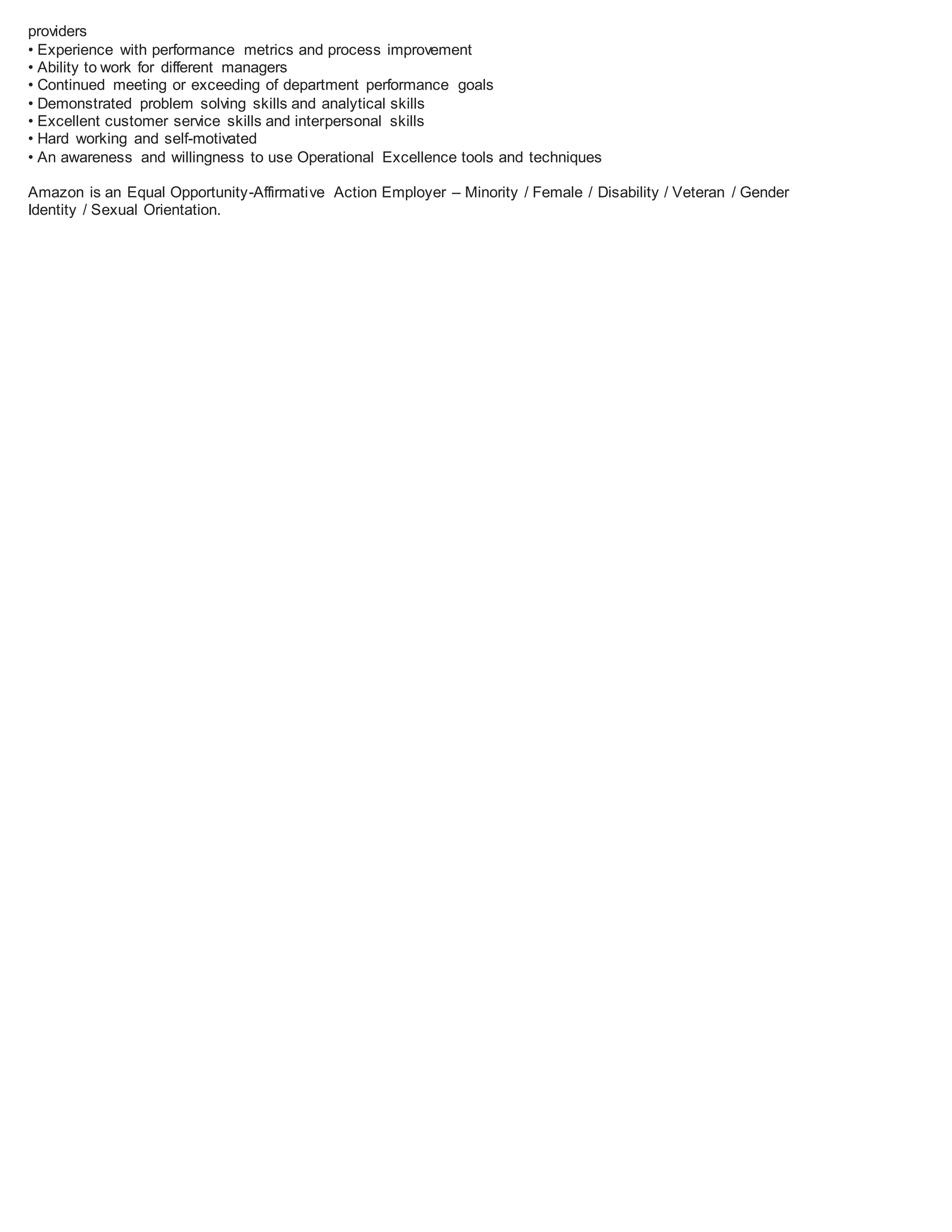 Amazon Job Descriptions - Jacksonville, FL | DOCX