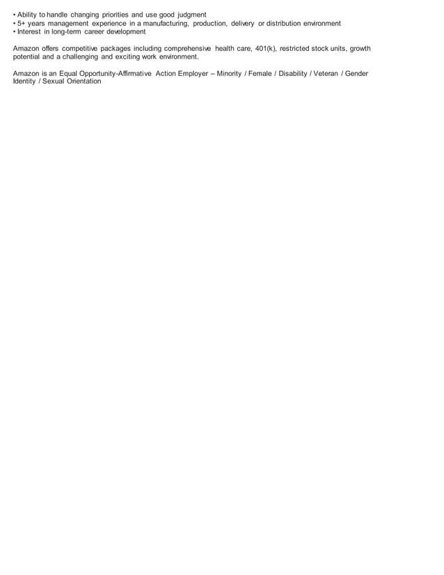 Amazon Job Descriptions - Jacksonville, FL | DOCX