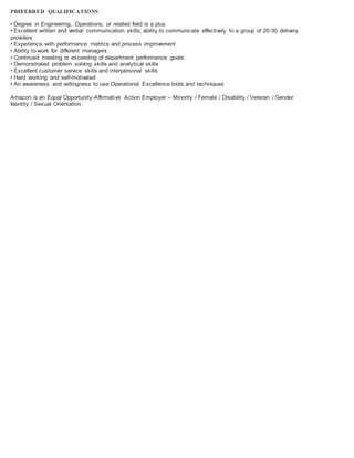 Amazon Job Descriptions - Jacksonville, FL | DOCX