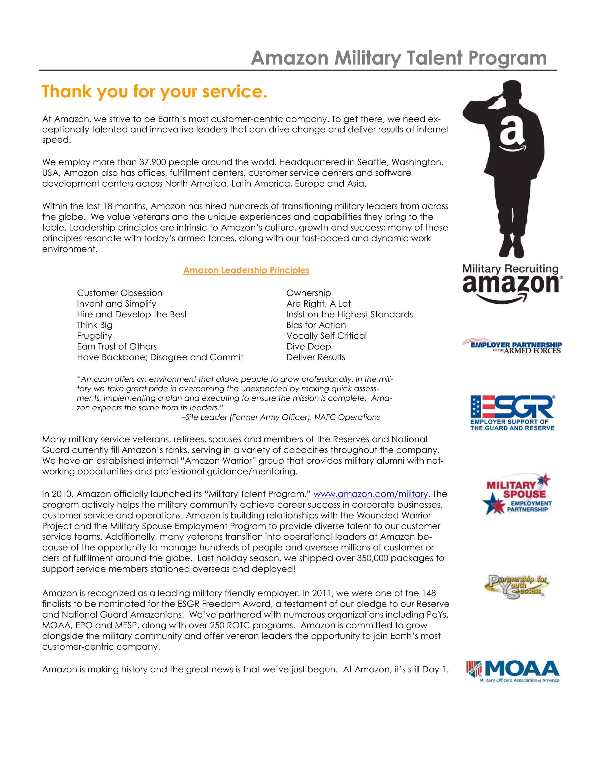 Amazon Military Talent Program | PDF