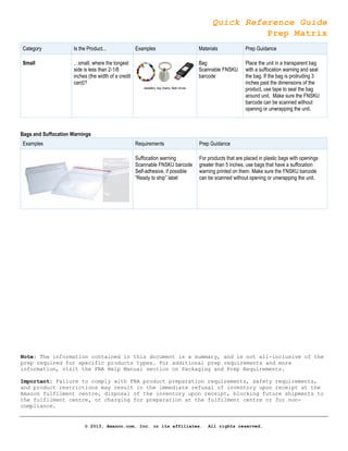 Amazon Label Quick Reference Guide Matrix | PDF
