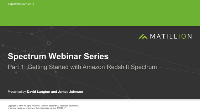 Webinar | Getting Started With Amazon Redshift Spectrum | PPT