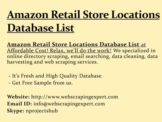Amazon Retail Store Locations Database List | PPTX