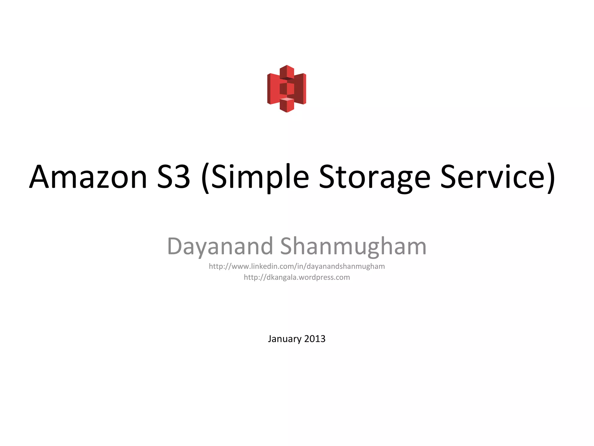 Amazon s3 | PPT | Cloud Computing | Internet