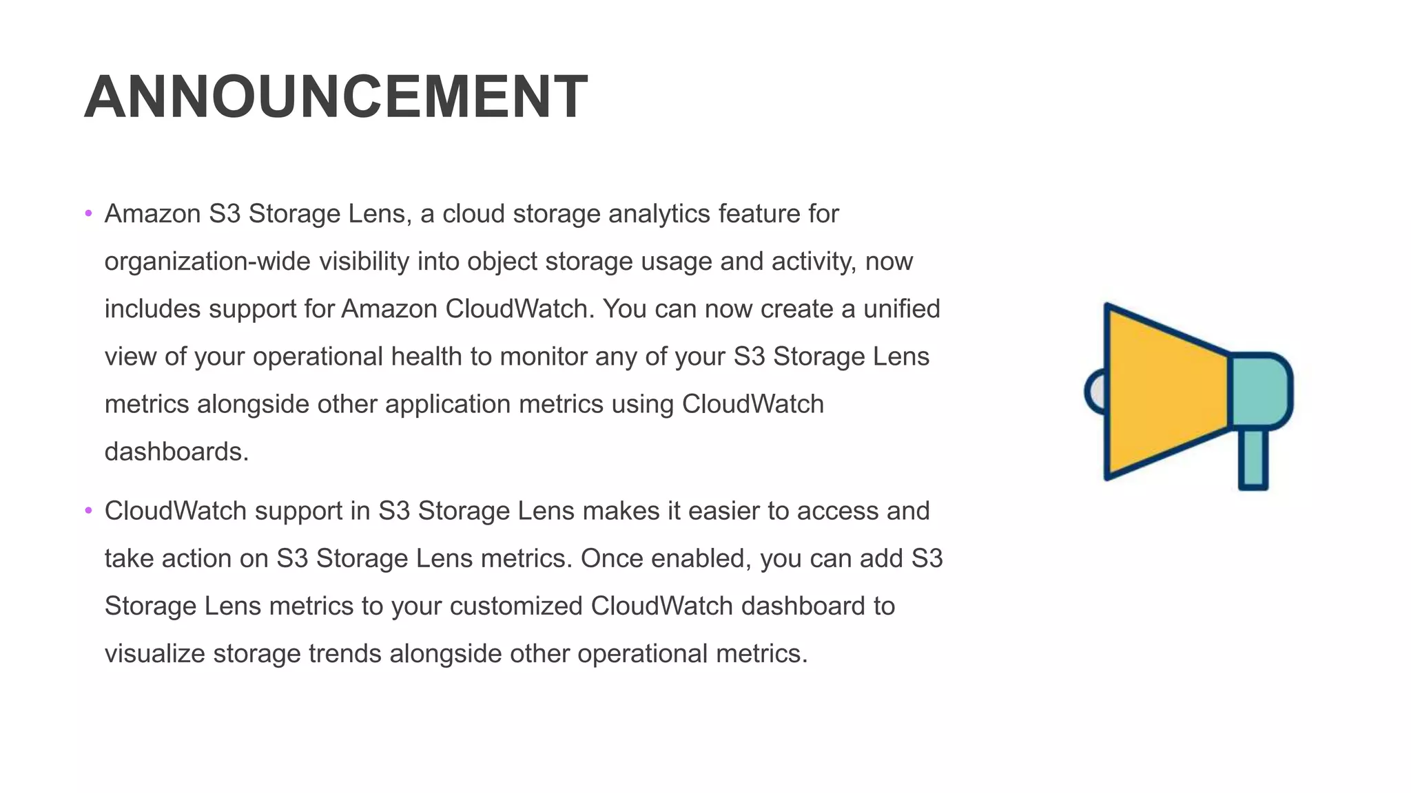 Amazon s3 storage lens metrics now available in amazon cloud watch ...