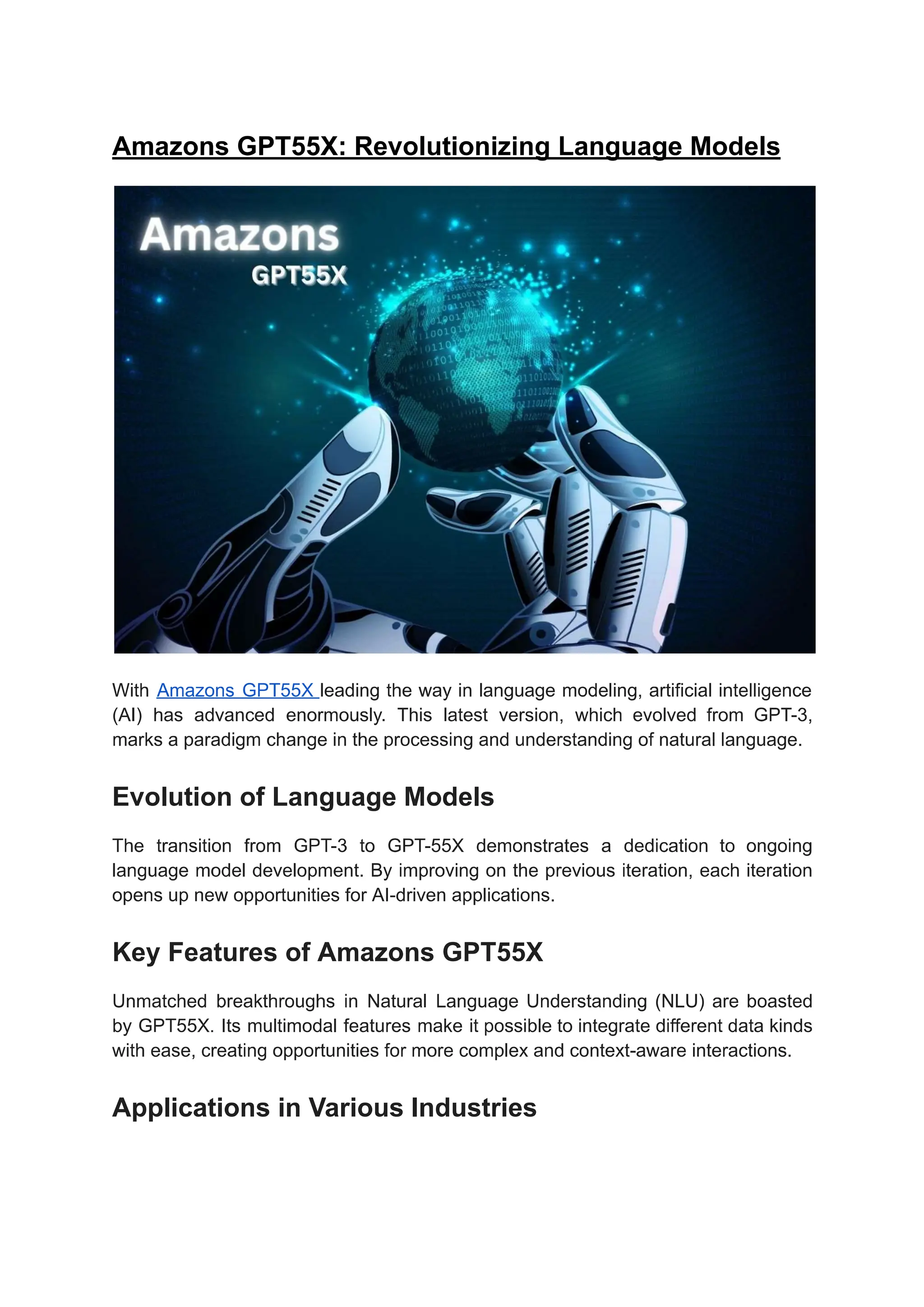 Amazons GPT55X-Revolutionizing Language Models | PDF