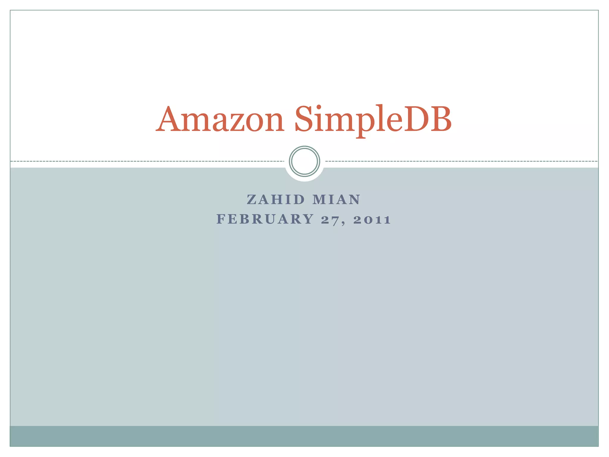 Amazon SimpleDB | PDF