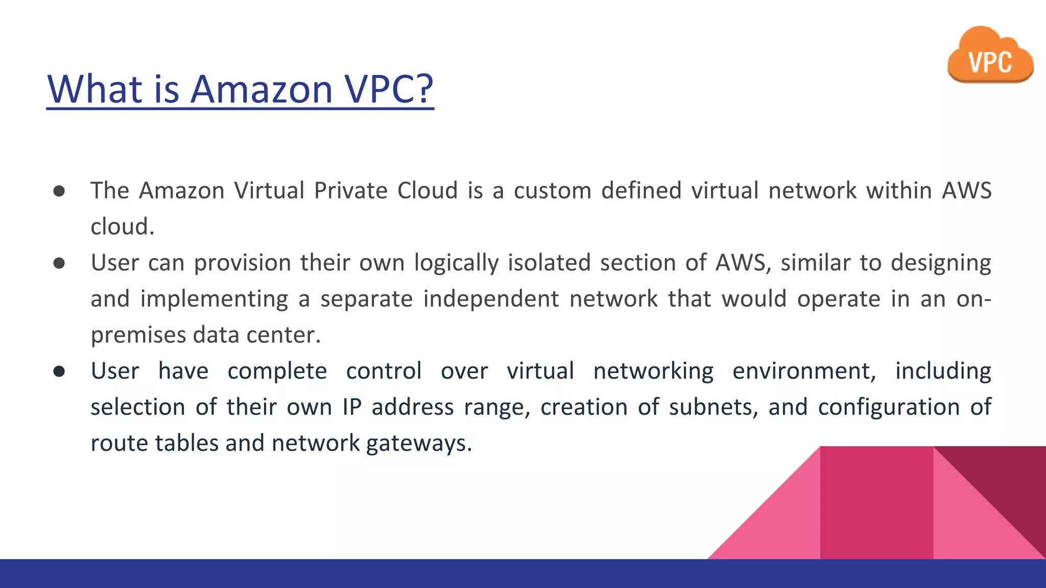 Amazon virtual private cloud (VPC) | PPTX