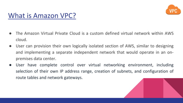 Amazon virtual private cloud (VPC) | PPTX