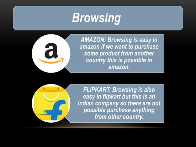 Amazon vs flipkart /COMPARISON BETWEEN | PPTX | Internet | Computing