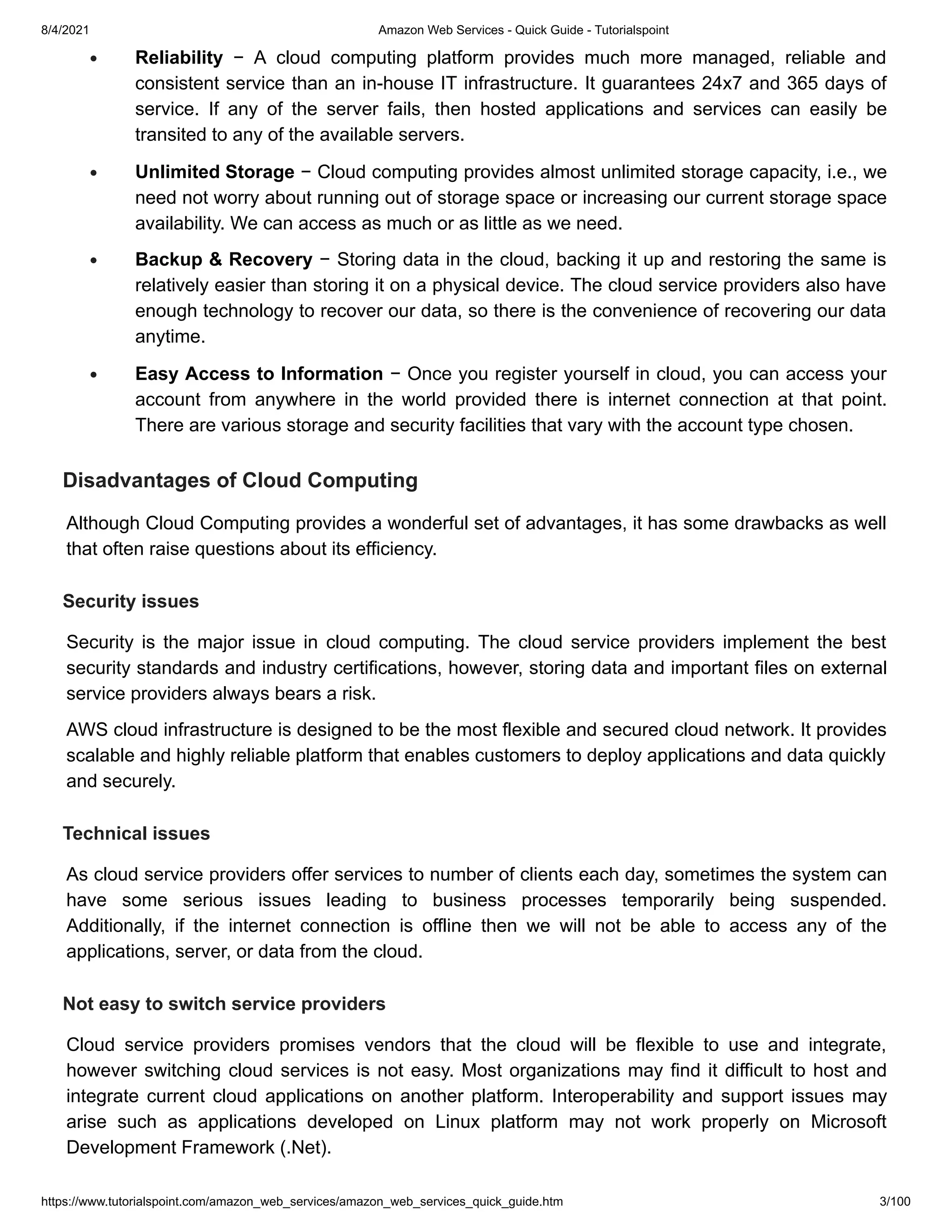 Amazon web services quick guide - tutorialspoint | PDF