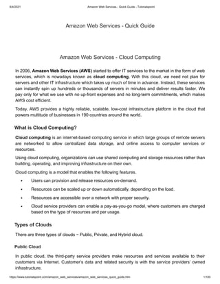 Amazon web services quick guide - tutorialspoint | PDF