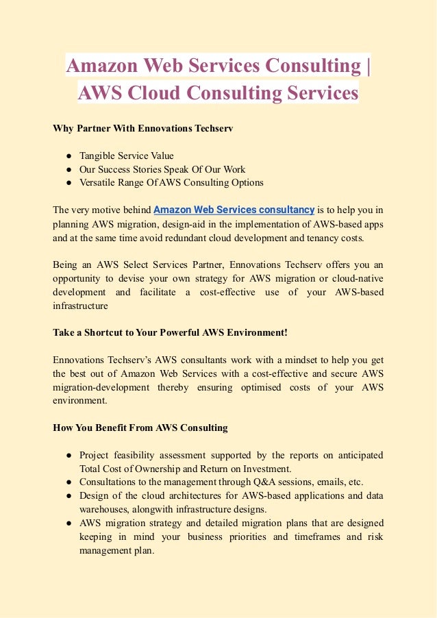 Amazon Web Services Consulting _ AWS Cloud Consulting Services | PDF ...