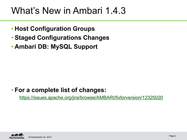 Apache Ambari - What's New in 1.4.3 | PPT
