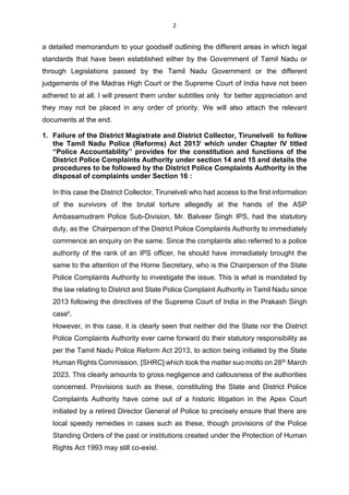 Ambasamudram - High Level Inquiry - Memorandum submitted to Ms. P ...