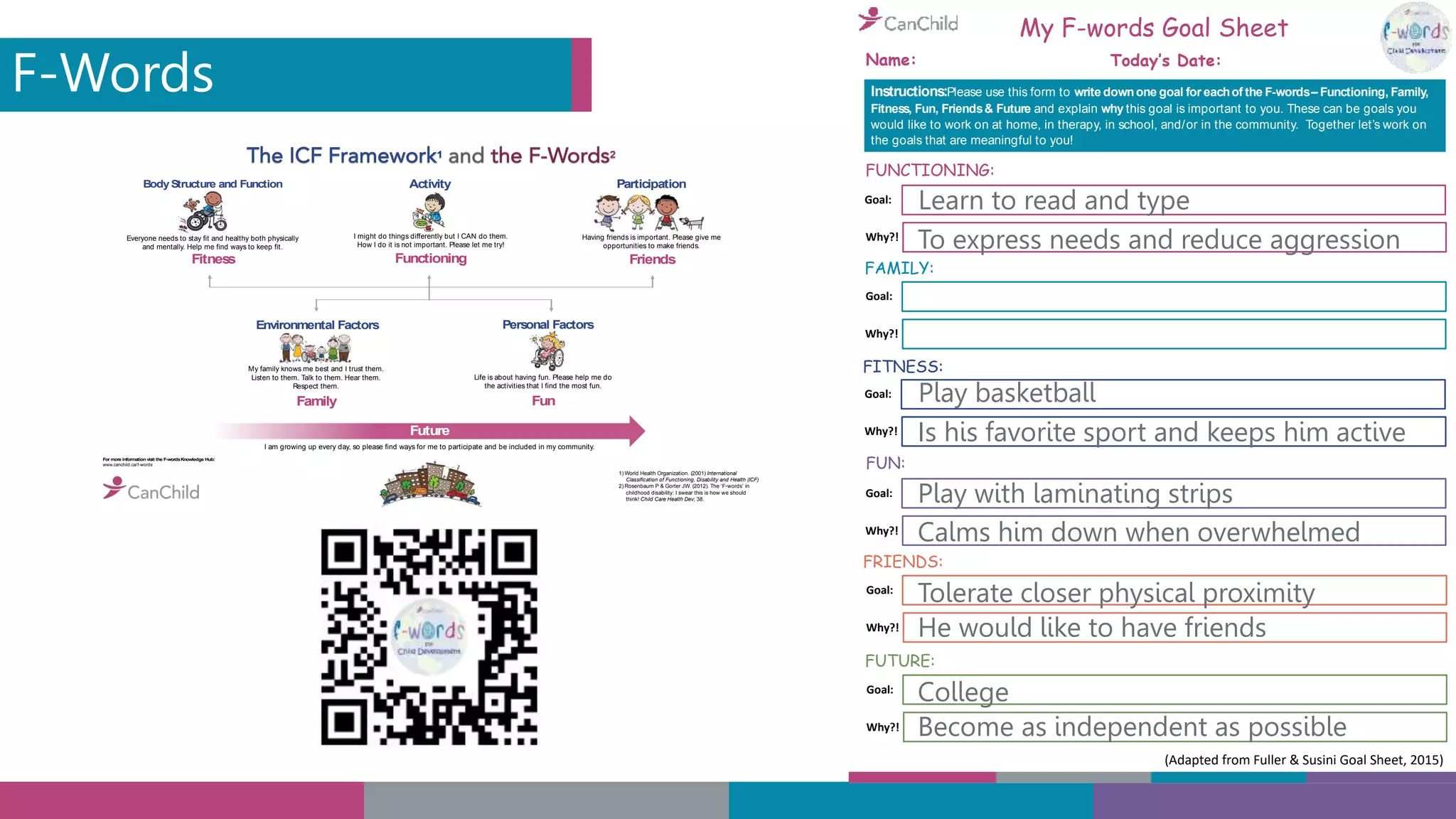Using the ICF framework for children, families and carers to formulate ...