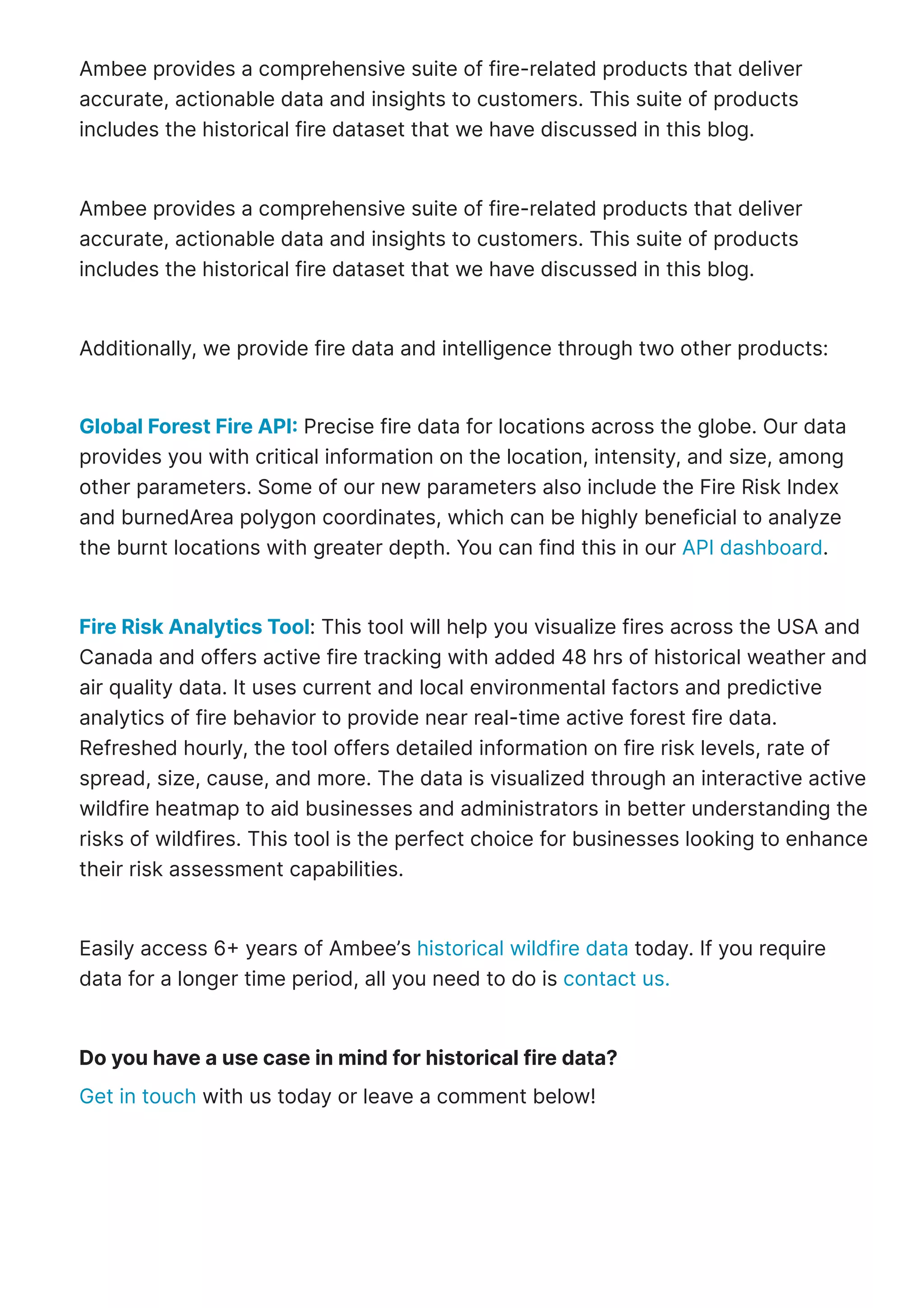 Ambee Historical Wildfire Data Everything You Need To Know | PDF