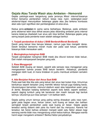 Ambeien stadium 4, benjolan tidak bisa masuk lagi | PDF